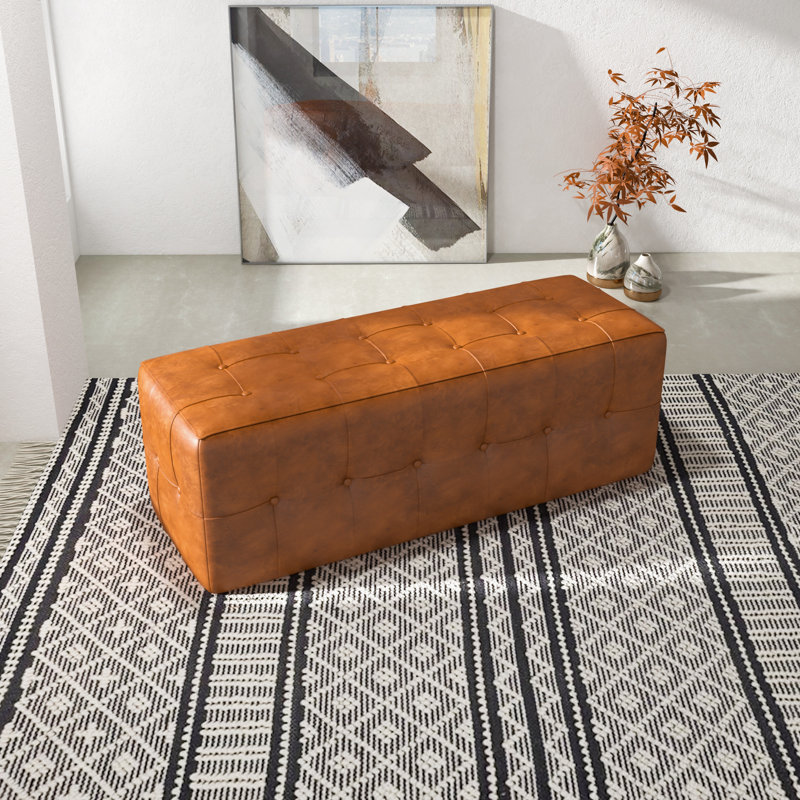 Trent Austin Design® Hartlepool 47.5" Wide Genuine Leather Tufted Rectangle Ottoman & Reviews ...